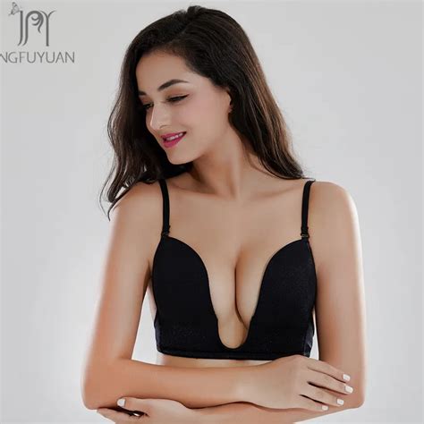 Blackless Adjustable Bra Women Deep Plunge U Shape Bras Sexy Bra For