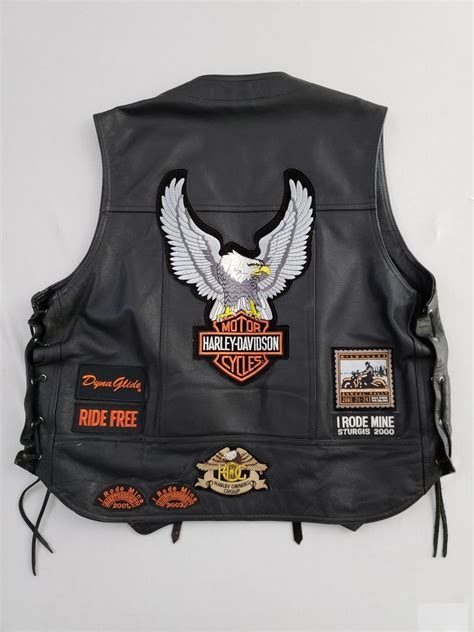 Harley Davidson Leather Vest 2xl 14 Patches Pins Sturgis HOG Early