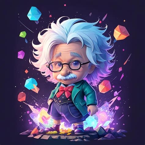 Personagem De Desenho Animado De Albert Einstein Foto Premium