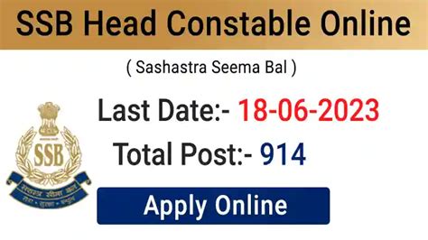 Ssb Head Constable Recruitment Apply Online For Hc