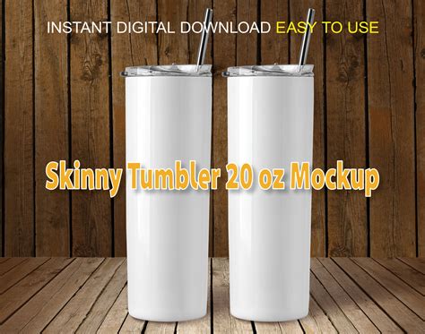 White 20 Oz Skinny Tumblers Mockup PHOTO Skinny Tall Tumbler Etsy