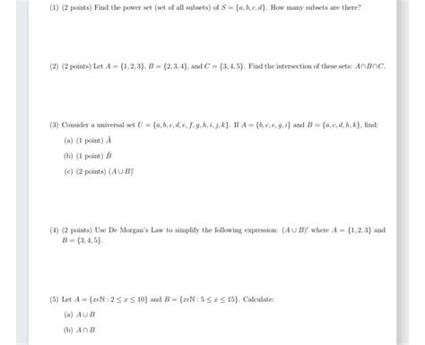 solved 1 2 points find the power set set of all