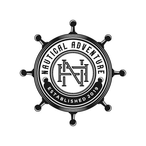 Premium Vector Vintage Steering Wheel Ship Logo