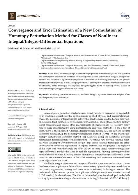 pdf convergence and error estimation of a new formulation of homotopy perturbation method for