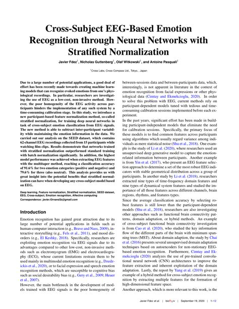 pdf cross subject eeg based emotion recognition through neural networks with stratified