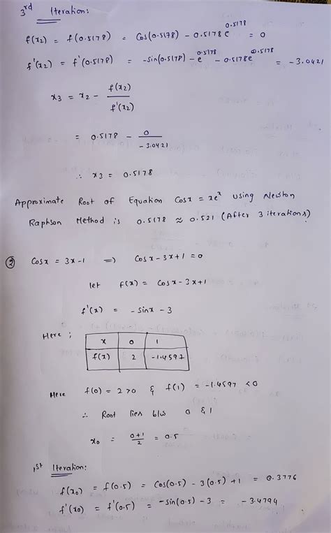 [solved] use newton raphson method to find firstly the root of cos x xe x course hero