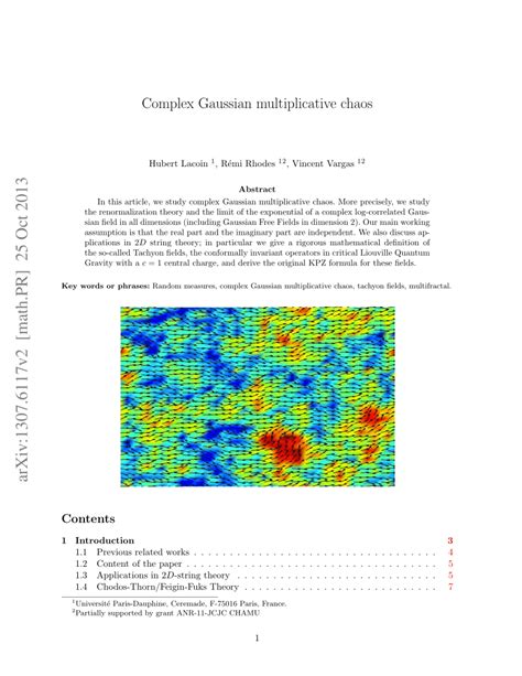 pdf complex gaussian multiplicative chaos