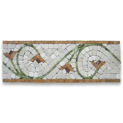 Border Mosaics Green And White China Marble Marble Floor Border