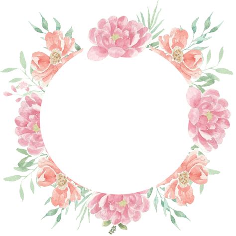 Grinalda De Círculo De Flores Em Aquarela Rosa Laranja Rosa PNG