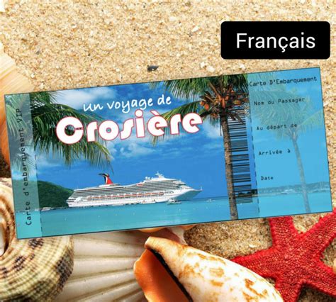 Carte D embarquement Personnalisée Pour Un Voyage De Croisière Billet