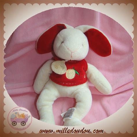 BABYNAT SOS DOUDOU LAPIN ECRU T SHIRT ROUGE A POMME