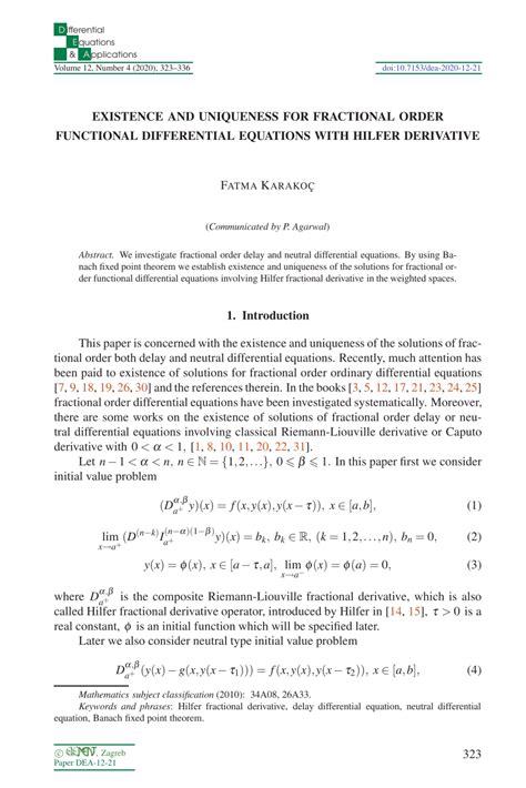 pdf existence and uniqueness for fractional order functional differential equations with