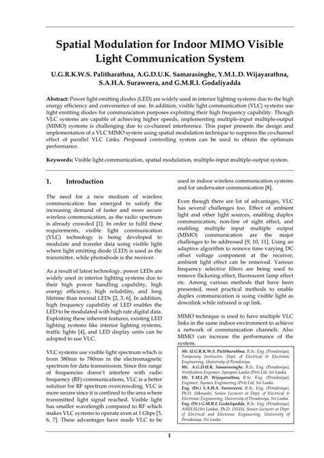 pdf spatial modulation for indoor mimo visible light communication system