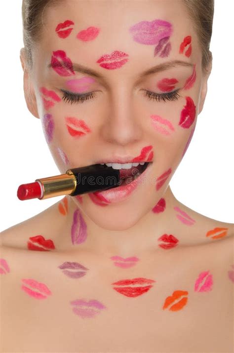 Boca Con Los Labios Y El Cigarro Rojos Imagen De Archivo Imagen De