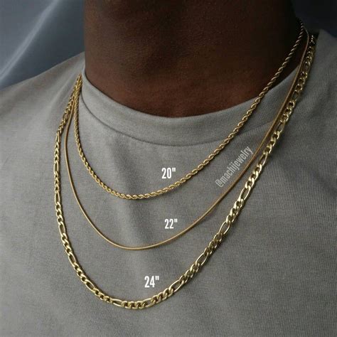 Multi Layered Chain Necklace Set For Men Mm K Gold Figaro Etsy Uk