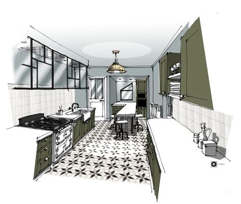 Croquis architecture intérieure Dominique JEAN pour EDECO rénovation
