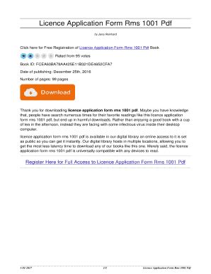 Fillable Online Fastprocedure Licence Application Form Rms 1001 Pdf