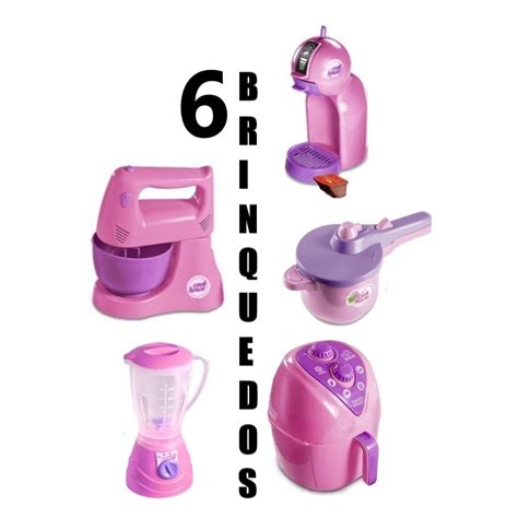 Kit Cozinha Infantil 6 Brinquedos Eletrodomésticos Airfryer