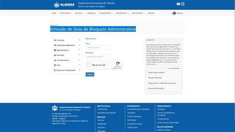 Emissão da Guia de Bloqueio Administrativo do Detran AL Como e por