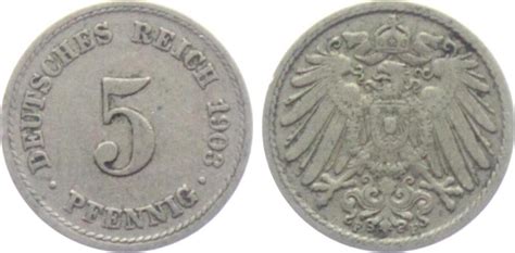 Kaiserreich 1903 F 5 Pfennig großer Adler VF MA Shops