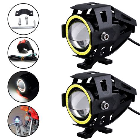 Par Farol Milha Moto Angel Eye Led Auxiliar Prova D Gua Em Promo O Na