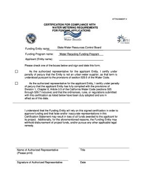 Fillable Online Waterboards Ca CERTIFICATION FOR COMPLIANCE WITH Fax