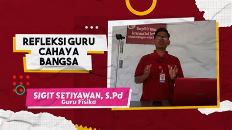 Refleksi Guru SMAIT Cahaya Bangsa SIGIT SETIYAWAN S Pd Guru Fisika