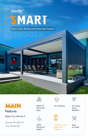 AlunoTec Motorised Garage Pergola Waterproof Roof System With