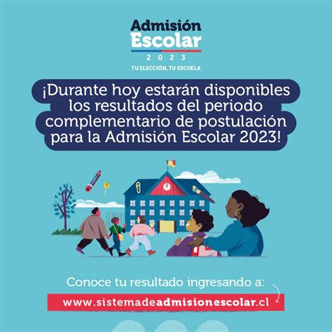 Admisión Escolar 2023 resultados de las postulaciones al periodo