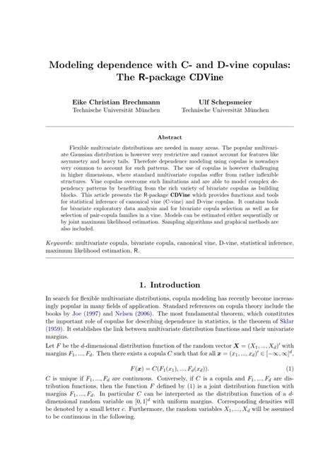 pdf dependence modeling with c and d vine copulas the r package cdvine