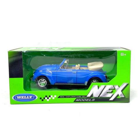 Miniatura Carro Volkswagen Fusca Beetle Azul 1 24 Welly