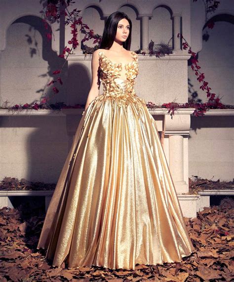 Tarek Sinno Haute Couture FW14 15 Metallic Gold Ballgown