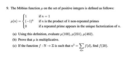 solved the möbius function μ on the set of positive integers