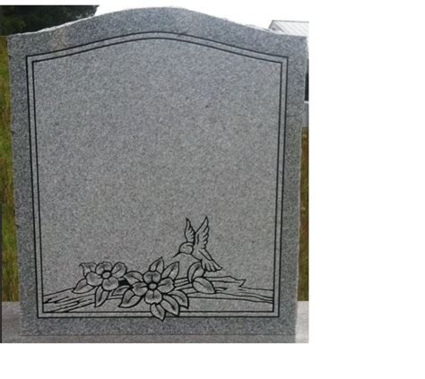 Georgia Gray Granite Headstone Cemetery Upright Marker Hummingbird On