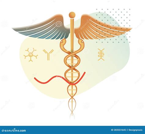 Caduceus With DNA Strand Personalized Medicine Icon Stock
