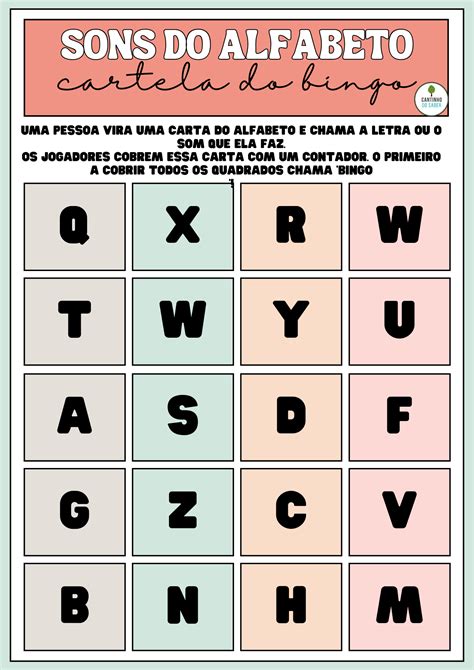 Cartela Do Bingo Do Alfabeto Atividades Para A Educa O Infantil