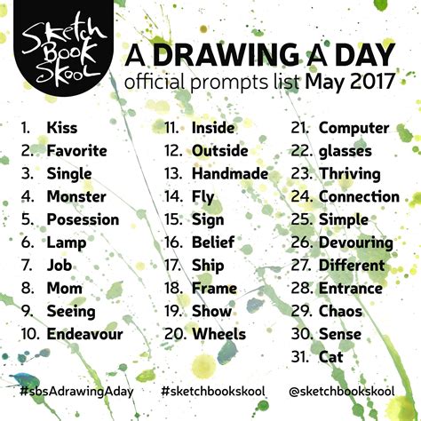 Here Are The Drawing A Day Challenge Prompts For The Month Of May