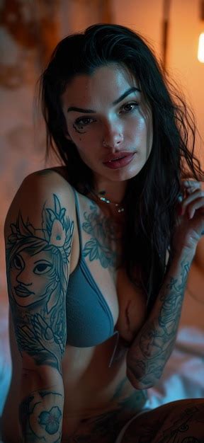 Premium Photo Arafed Woman With Tattoos On Her Arms And Arms Sitting