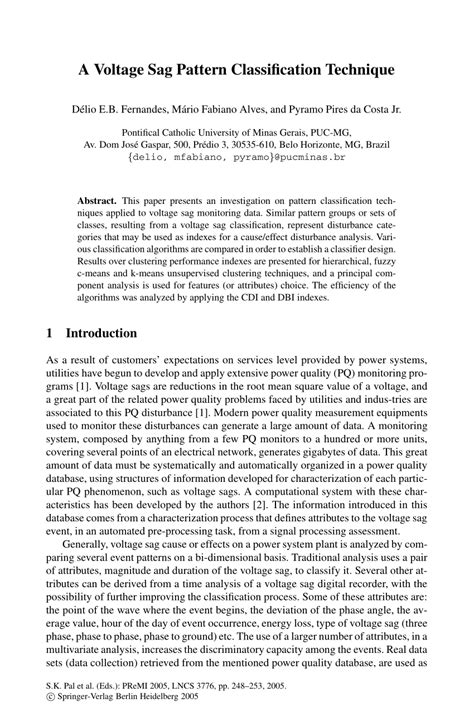 pdf a voltage sag pattern classification technique