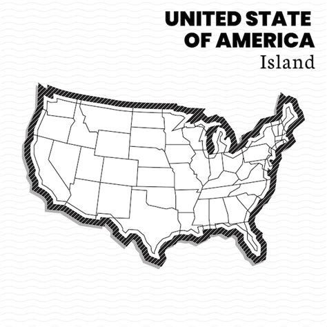 Mapa vetorial preto e branco da ilha dos estados unidos da américa