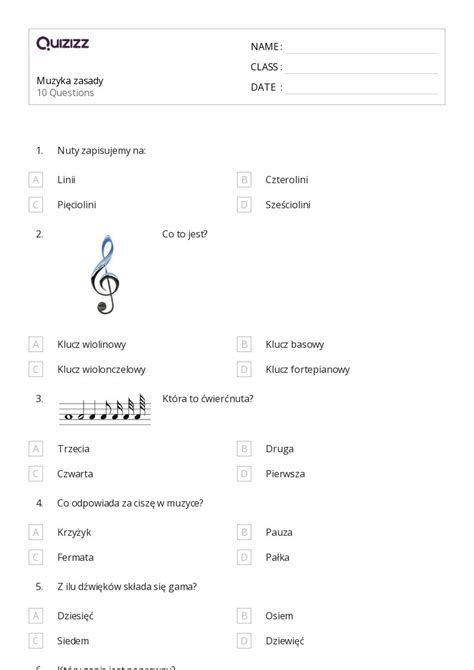 Ponad 50 Muzyka Arkuszy Roboczych Dla Klasa 4 W Quizizz Darmowe I Do