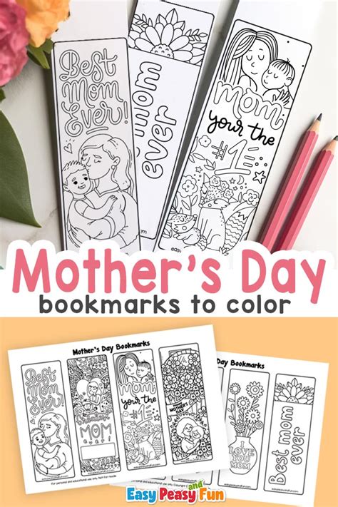 Printable Mother S Day Bookmarks To Color Easy Peasy And Fun