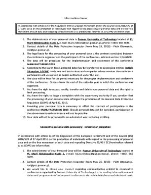 Fillable Online Information Clause Manufacturing Put Poznan Pl Fax