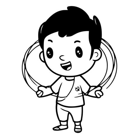 Chico lindo jugando al hulahoop ilustración vectorial Vector Premium