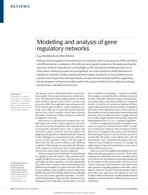 pdf modelling and analysis of gene regulatory networks