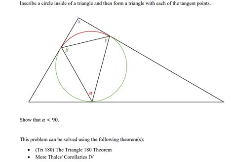 solved inscribe a circle inside of a triangle and then form