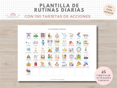 Plantilla Tareas Diarias Rutinas Niños Organización Planificador