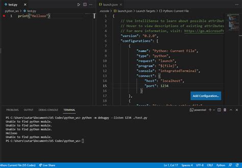Debugging VS Code Python Program Debugs Properly But Shows Unable
