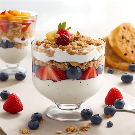 Parfait De Iogurte Frutas E Granola Foto Premium