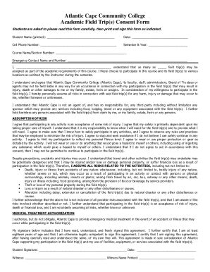Fillable Online Academic Field Trip S Request Form And Consent Form